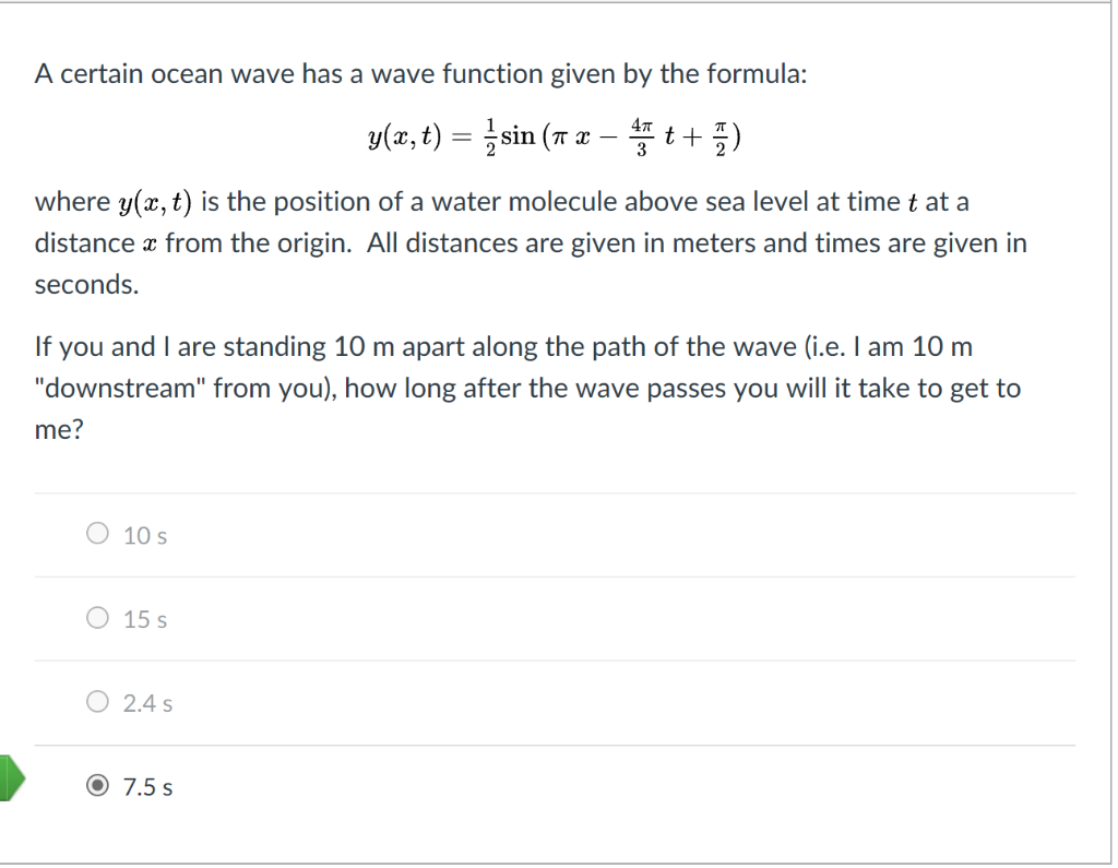 Solved A certain ocean wave has a wave function given by the | Chegg.com