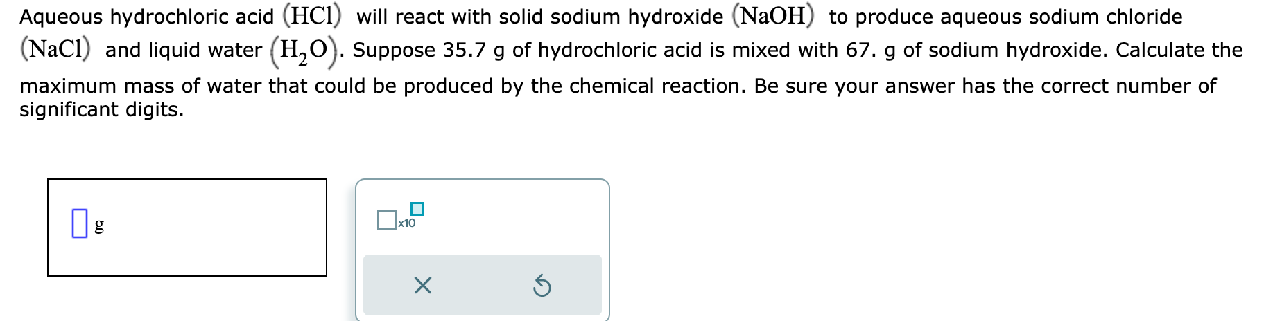 Solved Aqueous hydrochloric acid (HCl) will react with solid | Chegg.com