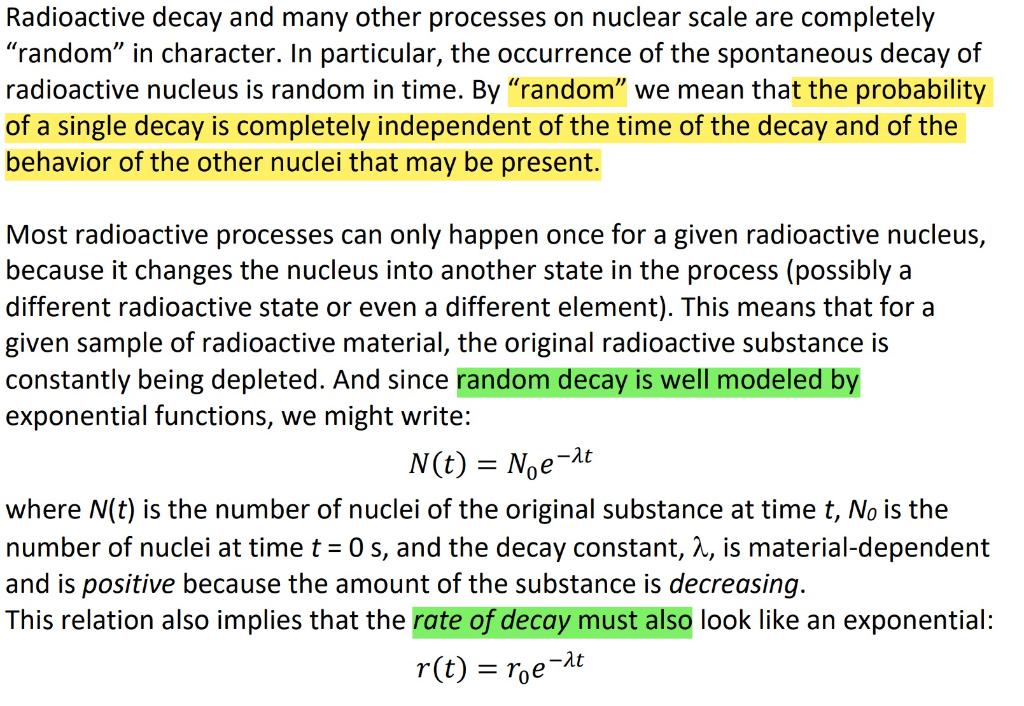 Solved Radioactive decay and many other processes on nuclear | Chegg.com
