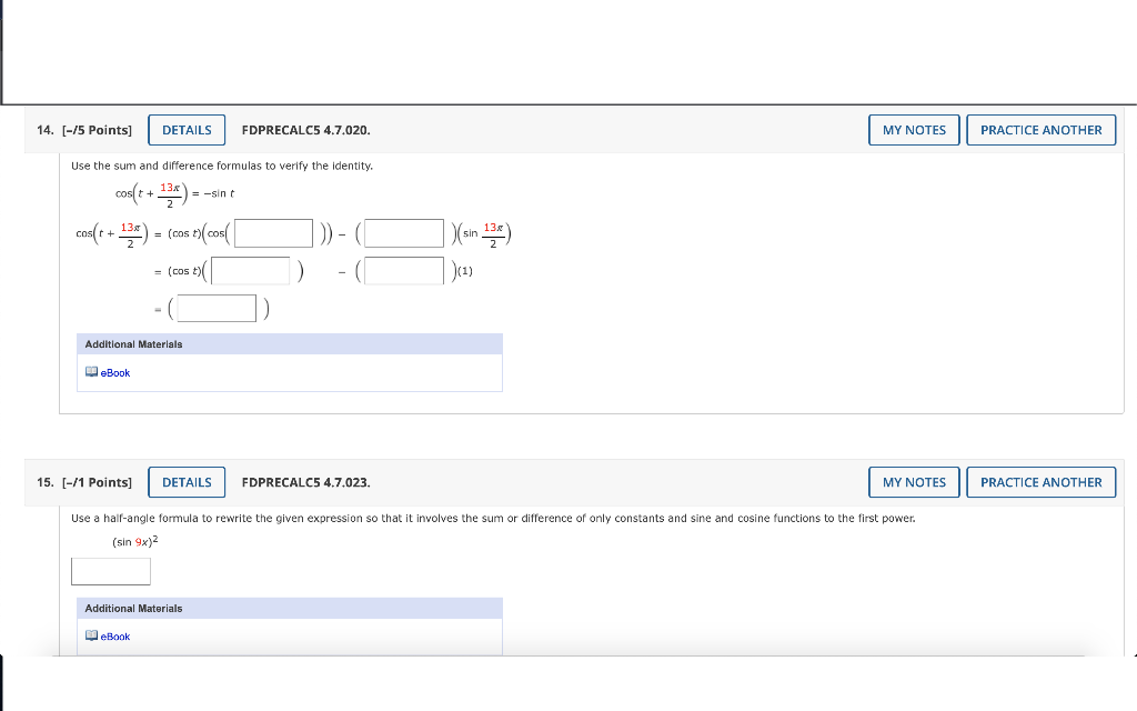 Solved Use The Sum And Difference Formulas To Verify The Chegg