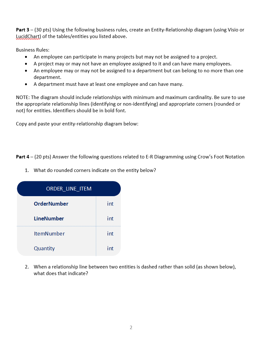 Solved Part 3 - (30 pts) Using the following business rules, | Chegg.com