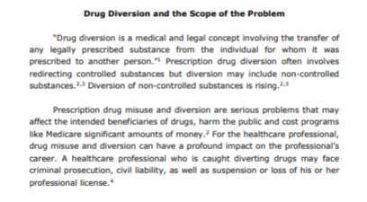 Solved Drug Diversion and the scope of the Problem "Drug | Chegg.com