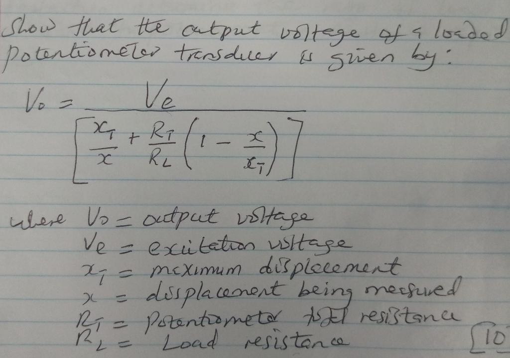 Solved show that the output voltage of a loaded | Chegg.com
