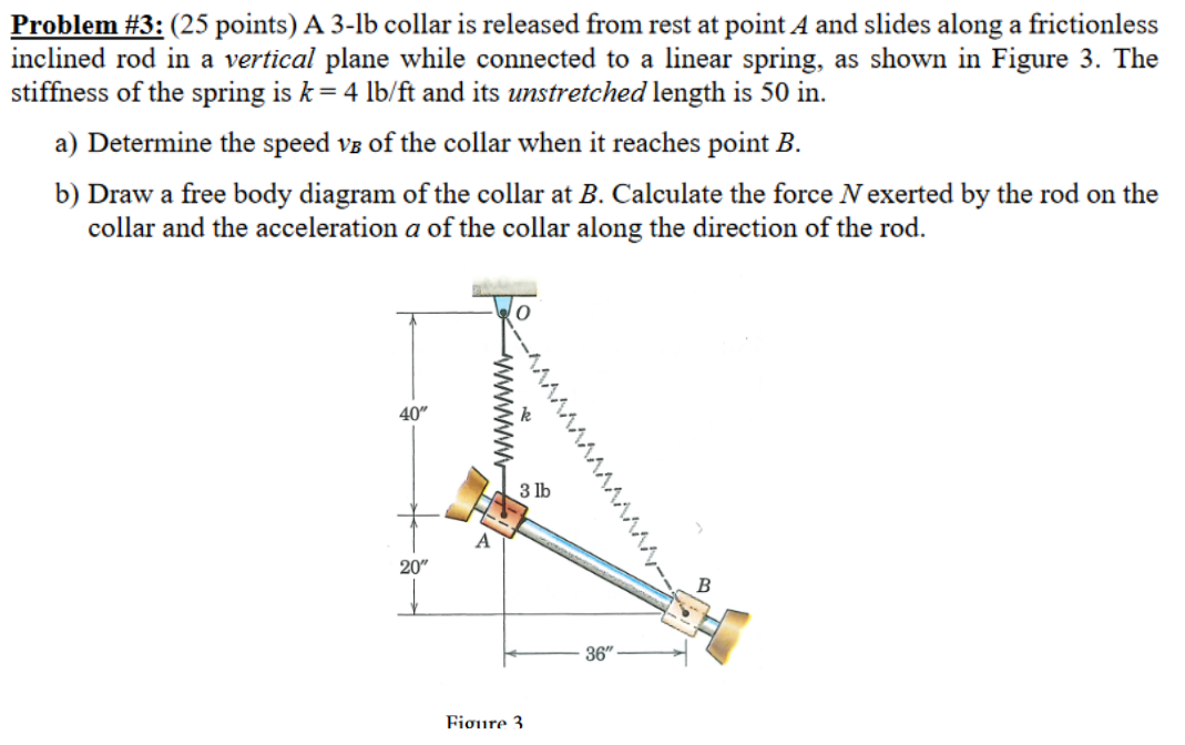 Solved Problem \#3: (25 points) A 3-lb collar is released | Chegg.com Solved Problem \#3: (25 points) A 3-lb collar is released | Chegg.com