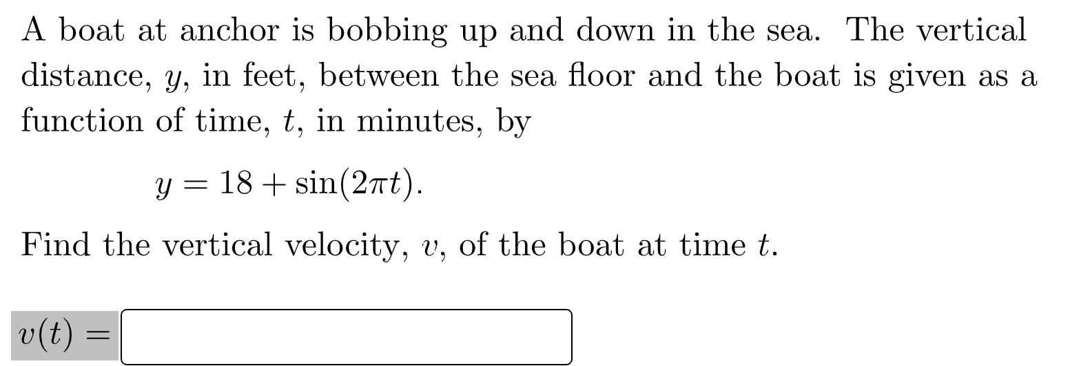 Solved A boat at anchor is bobbing up and down in the sea. | Chegg.com