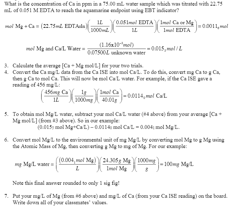 Solved 1. Find the mL of EDTA required for the titration (to | Chegg.com