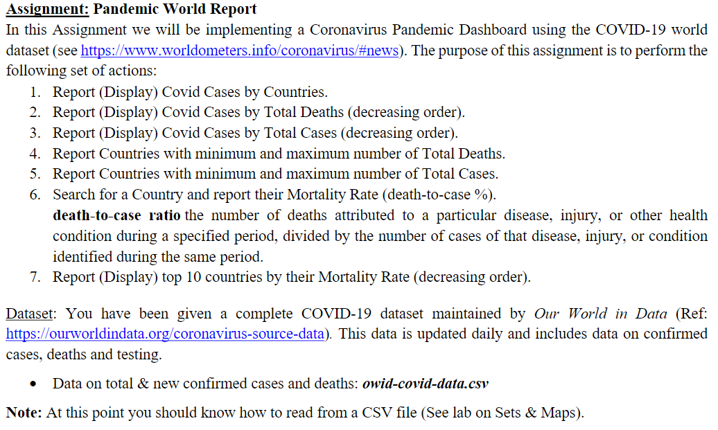 Assignment: Pandemic World Report In this Assignment | Chegg.com