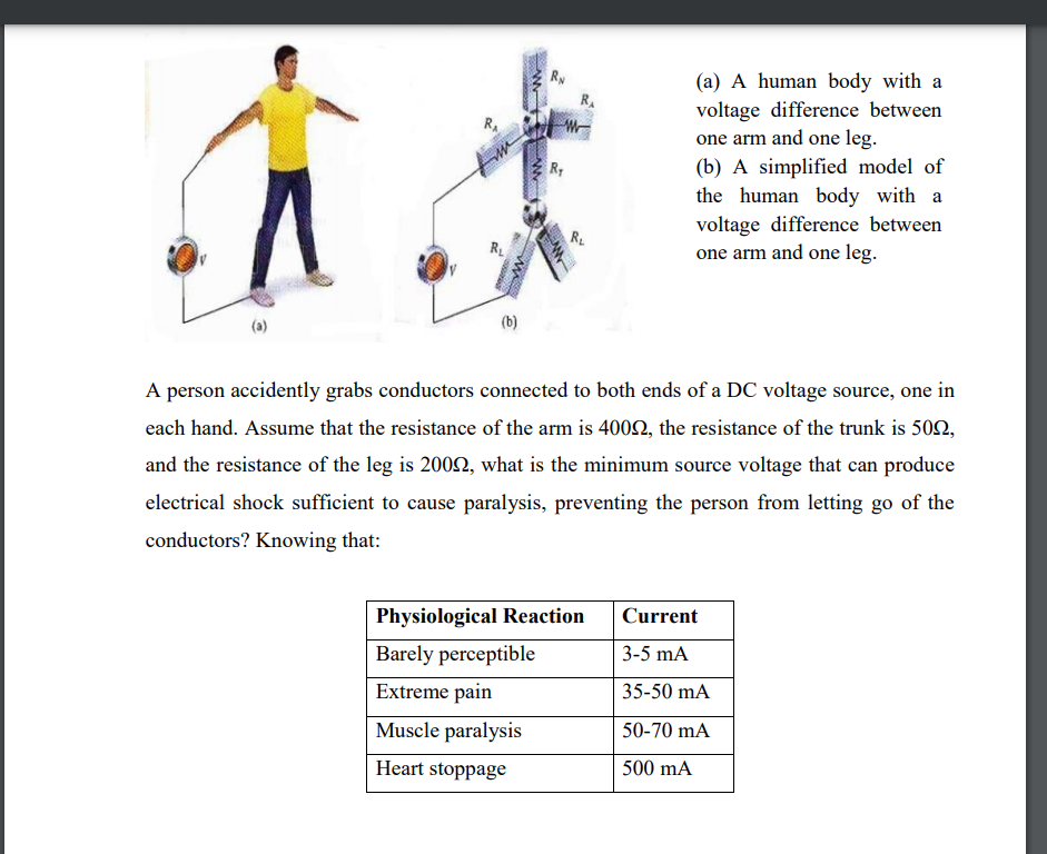 Solved W RY A (a) A human body with a voltage difference | Chegg.com