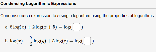 Solved Expanding Logarithmic Expressions Use the properties | Chegg.com
