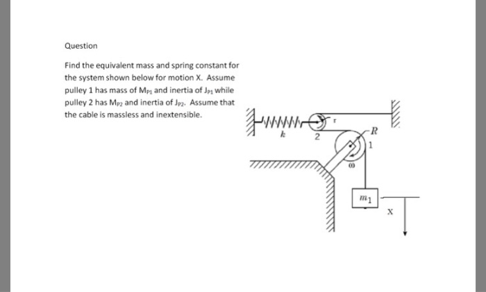 Solved Find the equivalent mass and spring constant for the | Chegg.com