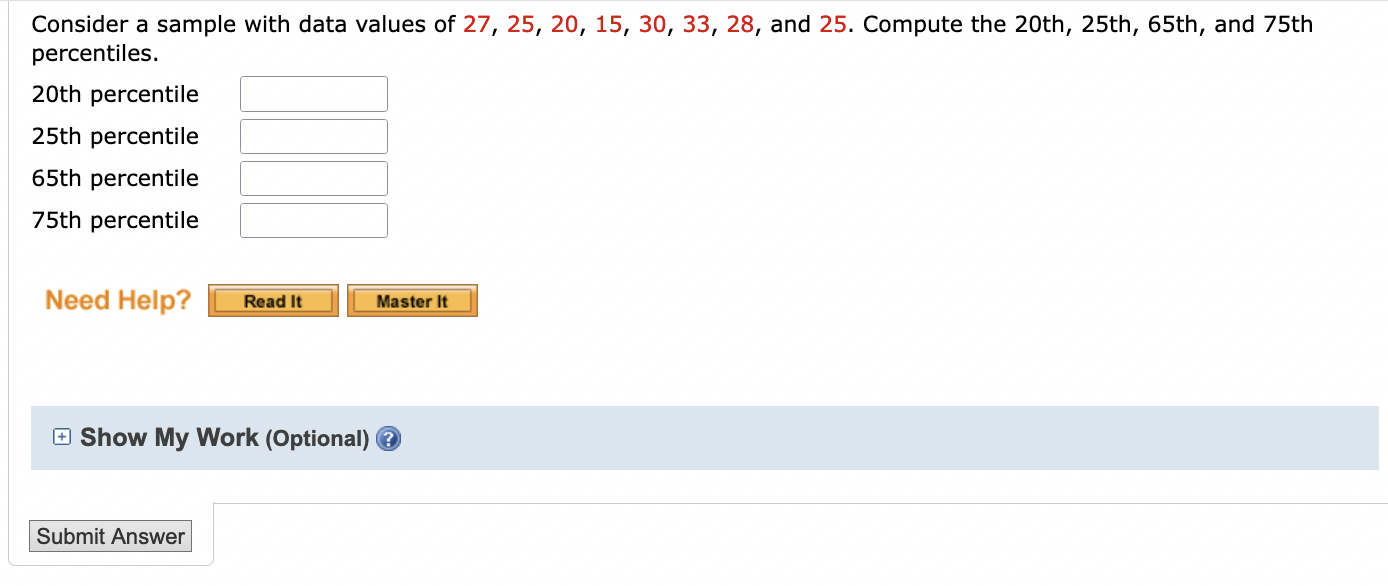 Solved Consider a sample with data values of 27, 25, 20, 15, | Chegg.com
