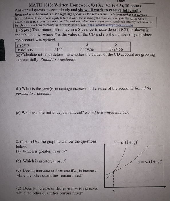 Solved Due MATH 1813: Written Homework #3 (Sec. 4.1 to 4.5), | Chegg.com