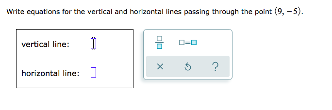 Solved Write equations for the vertical and horizontal lines | Chegg.com