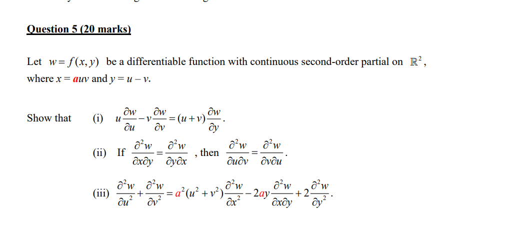 Solved Let w=f(x,y) be a differentiable function with | Chegg.com