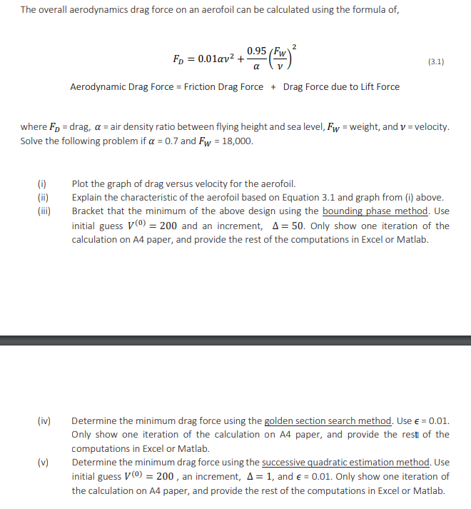Solved The overall aerodynamics drag force on an aerofoil | Chegg.com
