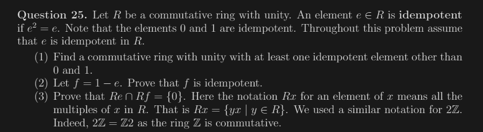 Solved Question 25 Let R Be A Commutative Ring With Unity