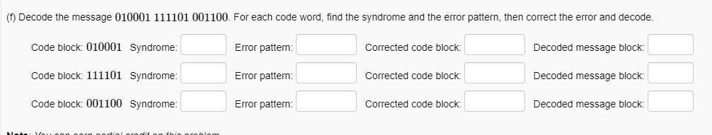 (1) Decode the message 010001 111101 001100. For each | Chegg.com