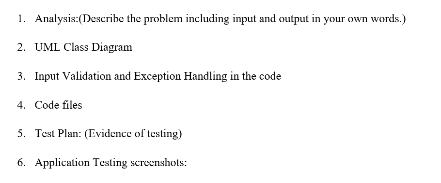 Solved 1 Analysis Describe The Problem Including Input And