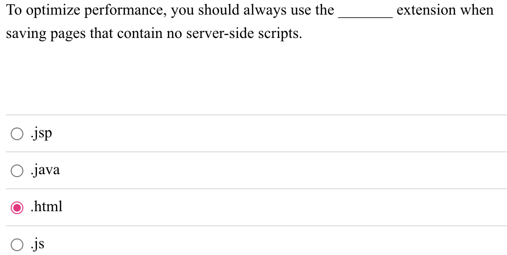 Solved To optimize performance, you should always use the | Chegg.com