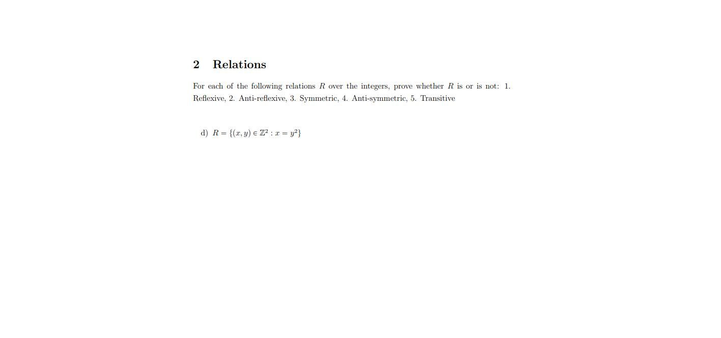 Solved 2 Relations For Each Of The Following Relations R