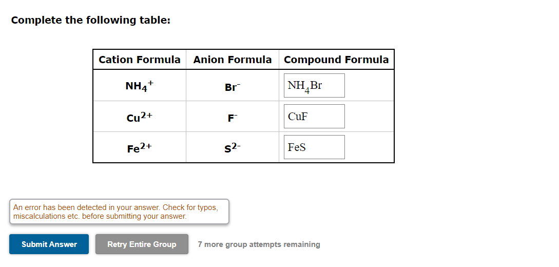 Solved Complete the following table: 7 more group attempts | Chegg.com