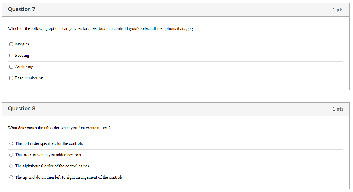 Solved Which of the following options can you set for a text | Chegg.com