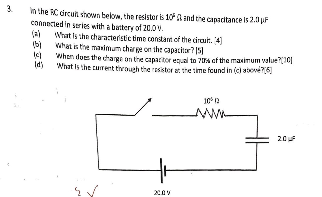 Solved 3. In the RC circuit shown below, the resistor is 106 | Chegg.com