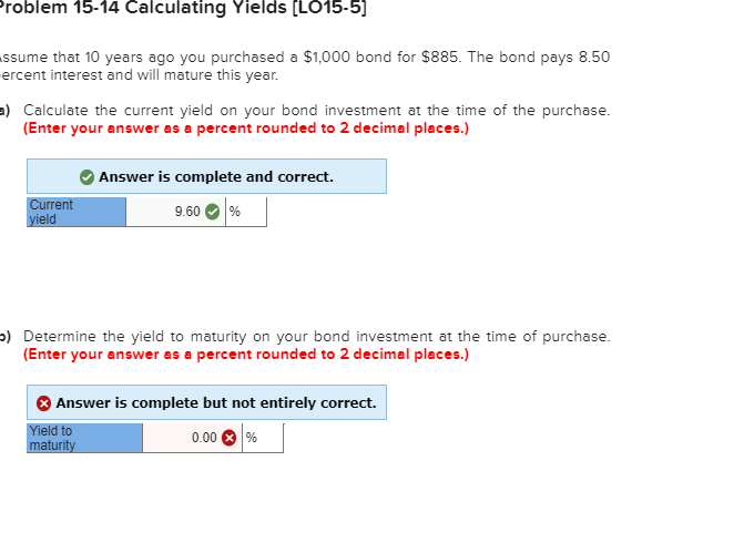Solved roblem 15-14 Calculating Yields [LO15-5 ssume that 10 | Chegg.com