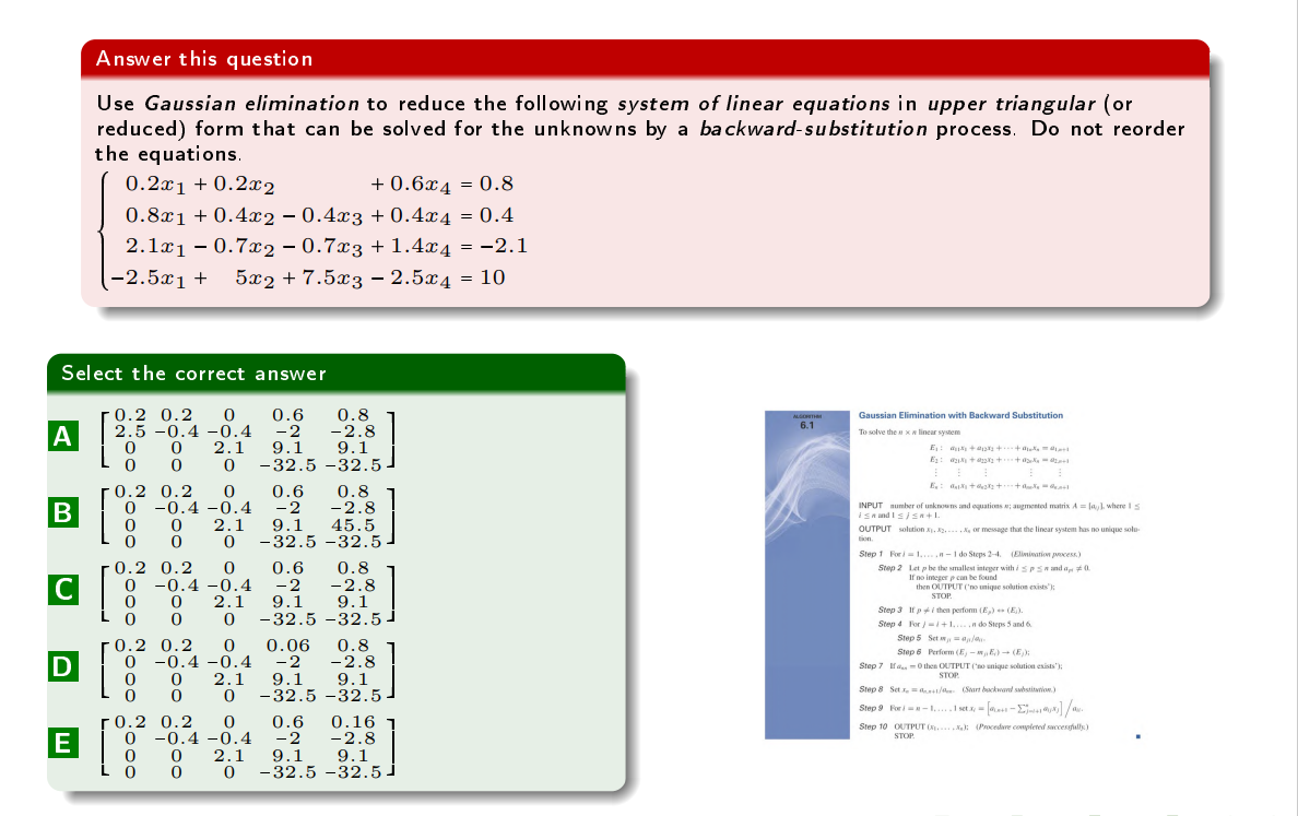 Solved Answer this question Use Gaussian elimination to | Chegg.com
