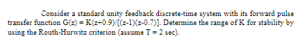 Solved Consider a standard unity feedback discrete-time | Chegg.com