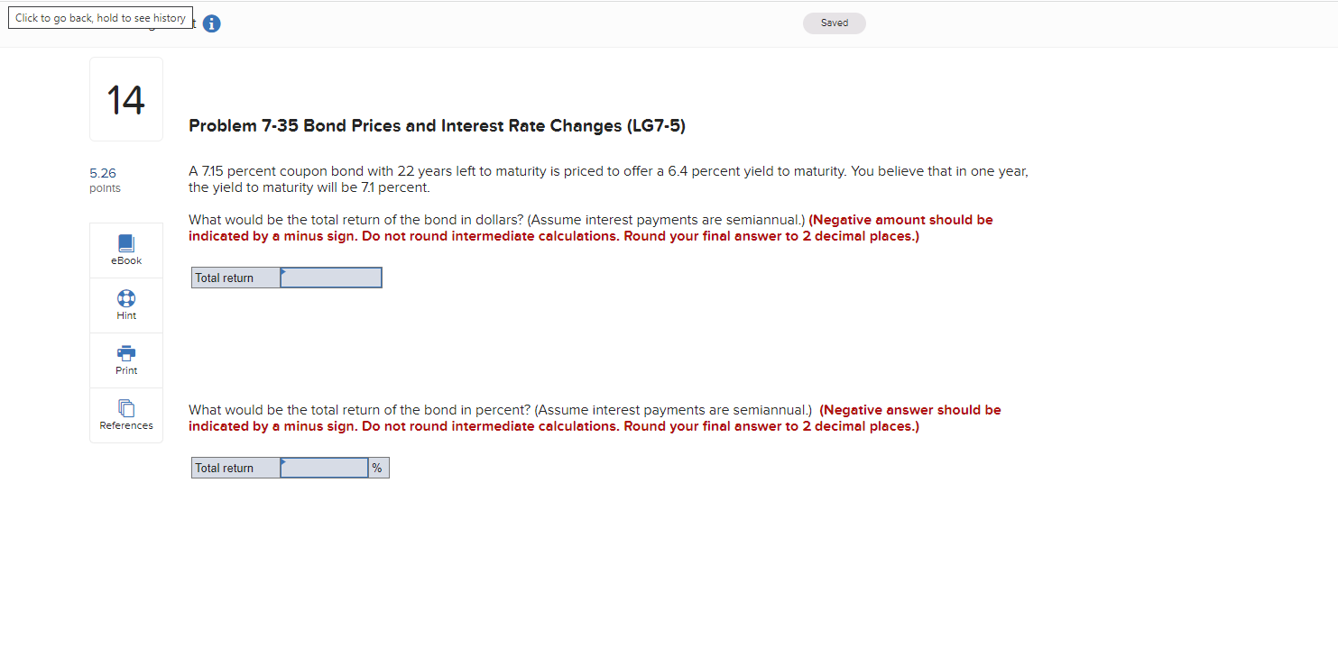 Solved Problem 7-35 Bond Prices and Interest Rate Changes | Chegg.com
