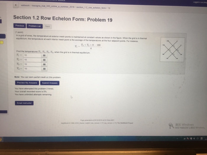 Section 1.2 Row Echelon Form: Problem 19 Previous | Chegg.com