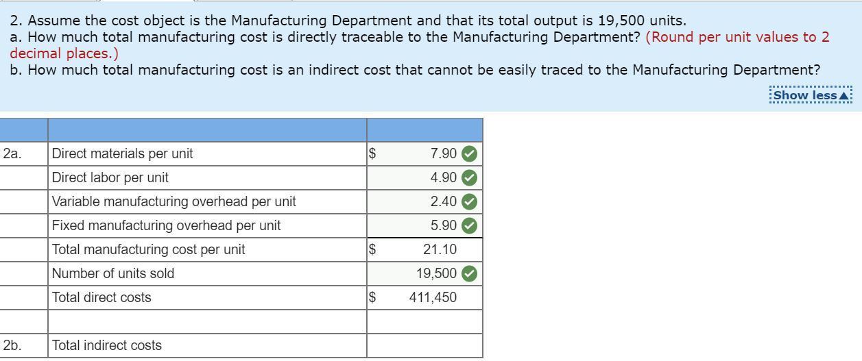 Solved I need question 2 (total indirect cost) and question | Chegg.com