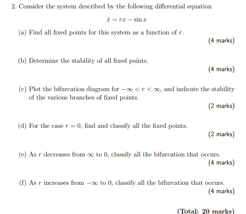 Solved 2. Consider the system described by the following | Chegg.com
