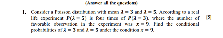 Solved (Answer all the questions) 1. Consider a Poisson | Chegg.com