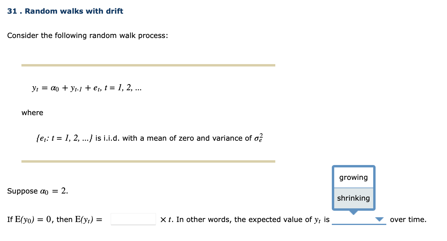 Solved 31 . Random walks with drift Consider the following | Chegg.com