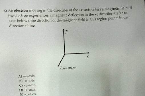 Solved 6) An electron moving in the direction of the +x-axis | Chegg.com