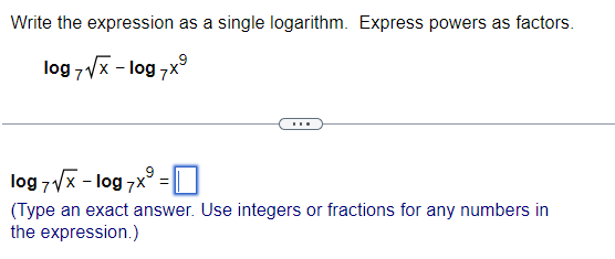 Solved Write the expression as a single logarithm. Express | Chegg.com