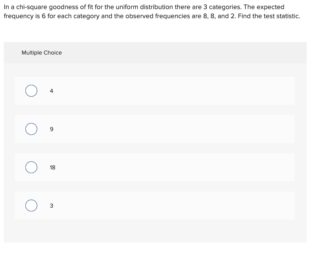 Solved In A Chi Square Goodness Of Fit For The Uniform