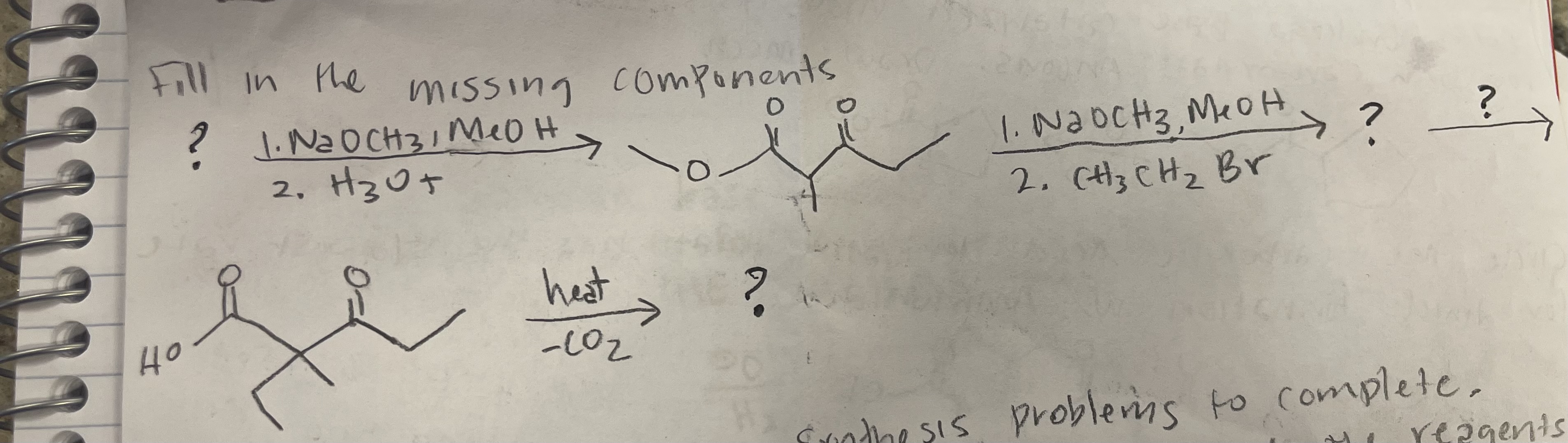 Solved Fill in the missing components ? 2.H3O+1.NaOCH3,MeOH | Chegg.com