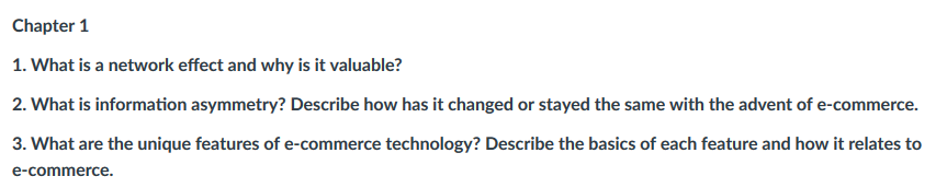 Solved Chapter 1 1. What is a network effect and why is it | Chegg.com