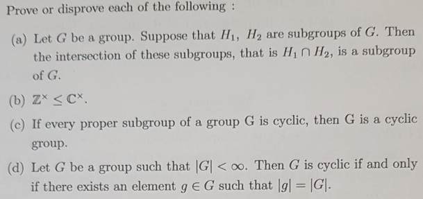 Solved Prove or disprove each of the following (a) Let G be | Chegg.com