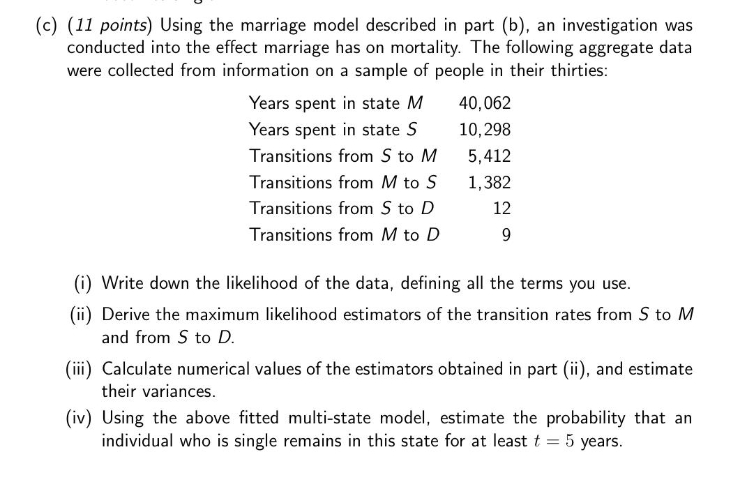 (c) (11 points) Using the marriage model described in | Chegg.com