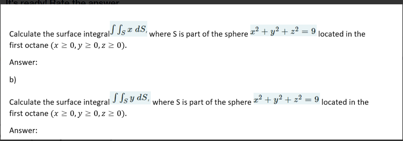 Solved Iteraadv Rata tha anciar Calculate the surface | Chegg.com