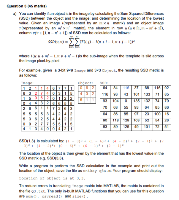 Question 3 (45 marks) a) You can identify if an | Chegg.com