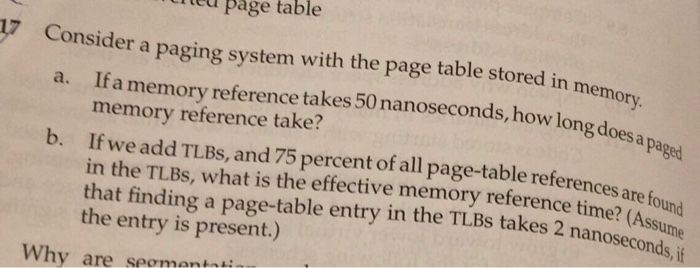 Solved Consider a paging system with the page table stored | Chegg.com