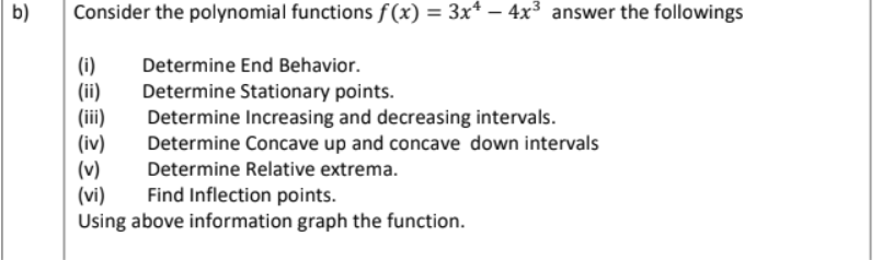 Solved b) Consider the polynomial functions f(x) = 3x4 - 4x3 | Chegg.com