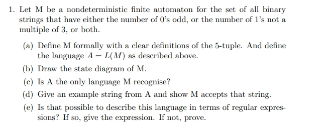 Solved 1. Let M be a nondeterministic finite automaton for | Chegg.com