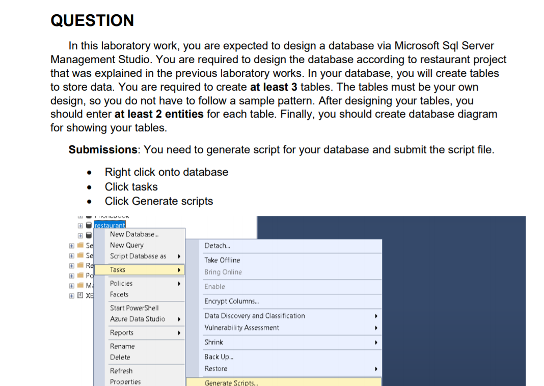 Solved Please create resturant menu with sql database. | Chegg.com