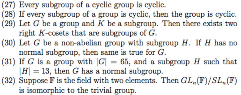 Solved (27) Every subgroup of a cyclic group is cyclic. (28) | Chegg.com